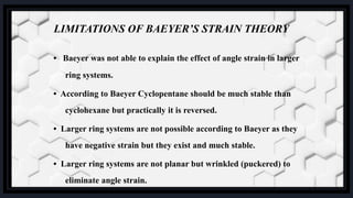 Bayer's Strain theory - And Its Limitations - organic chemistry -2nd | PPTX