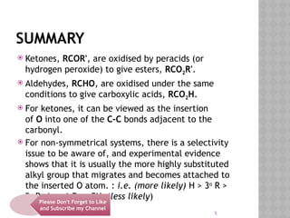 Bayer Villiger reaction complete with mechanism | PPTX