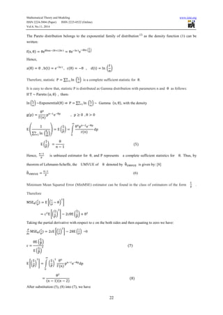 Bayes estimators for the shape parameter of pareto type i | PDF | Business Accounting & Finance ...