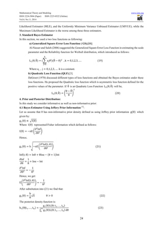 Bayes estimators for the shape parameter of pareto type i | PDF | Business Accounting & Finance ...