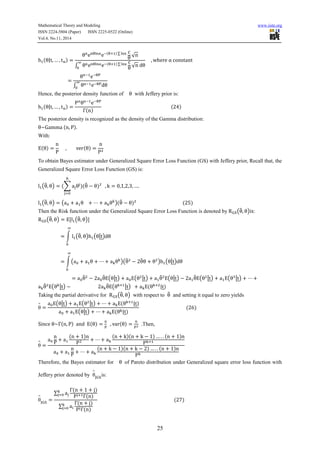 Bayes estimators for the shape parameter of pareto type i | PDF | Business Accounting & Finance ...
