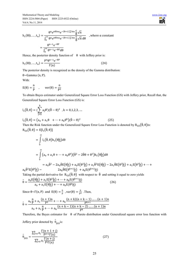 Bayes Estimators For The Shape Parameter Of Pareto Type I Pdf