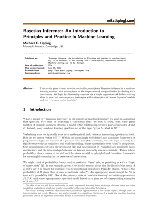 Bayesian Inference Introduction: Principles and Practice in Machine Learning | PDF