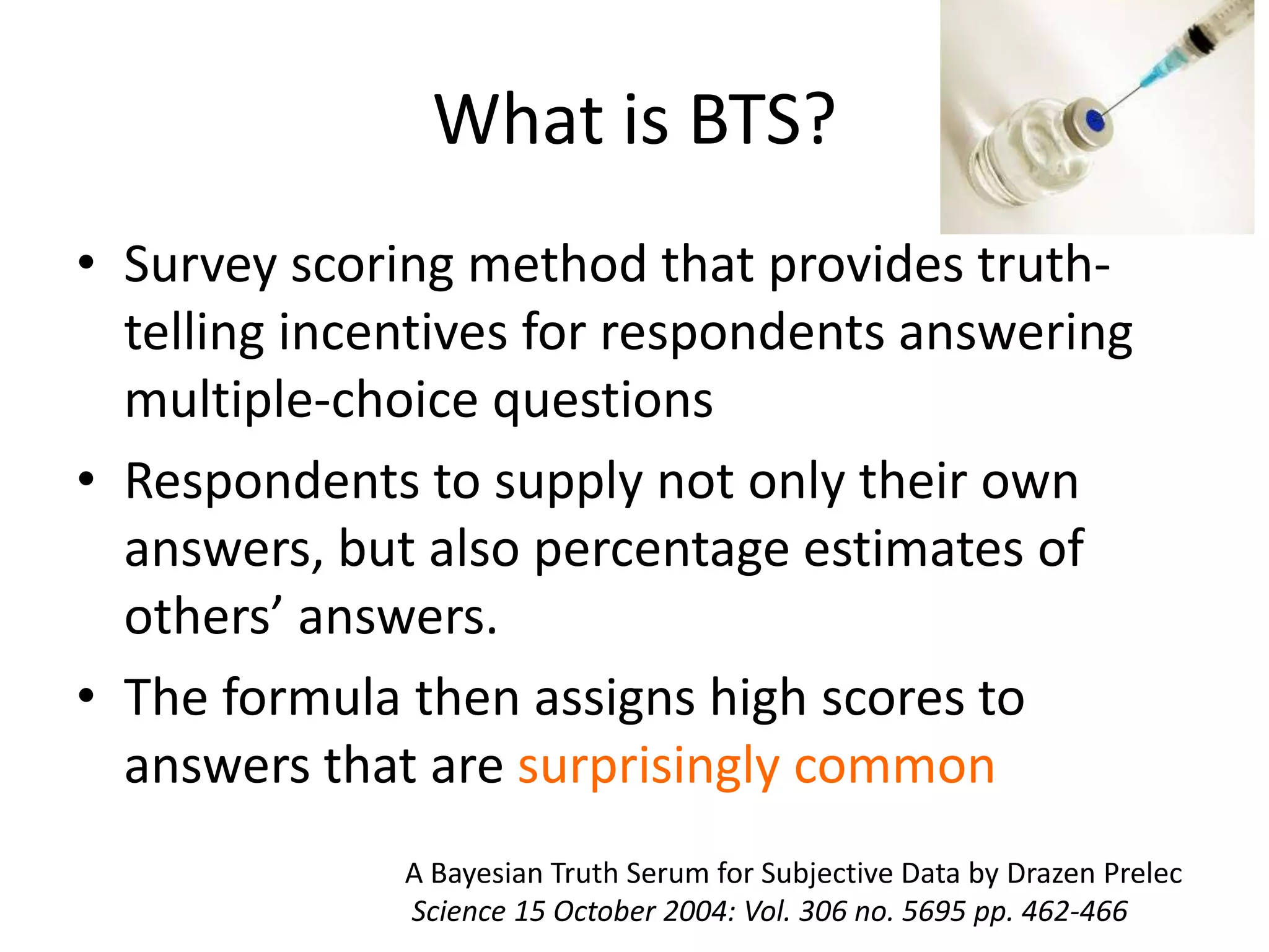 Introduction to Bayesian Truth Serum | PPTX