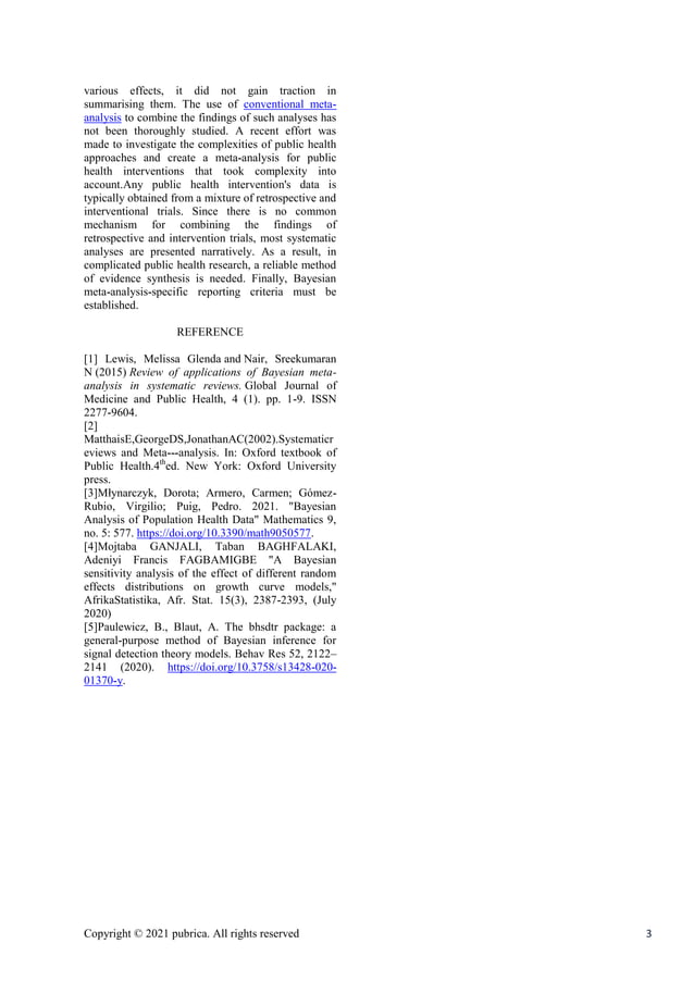 Bayesian random effects meta-analysis model for normal data - Pubrica | PDF