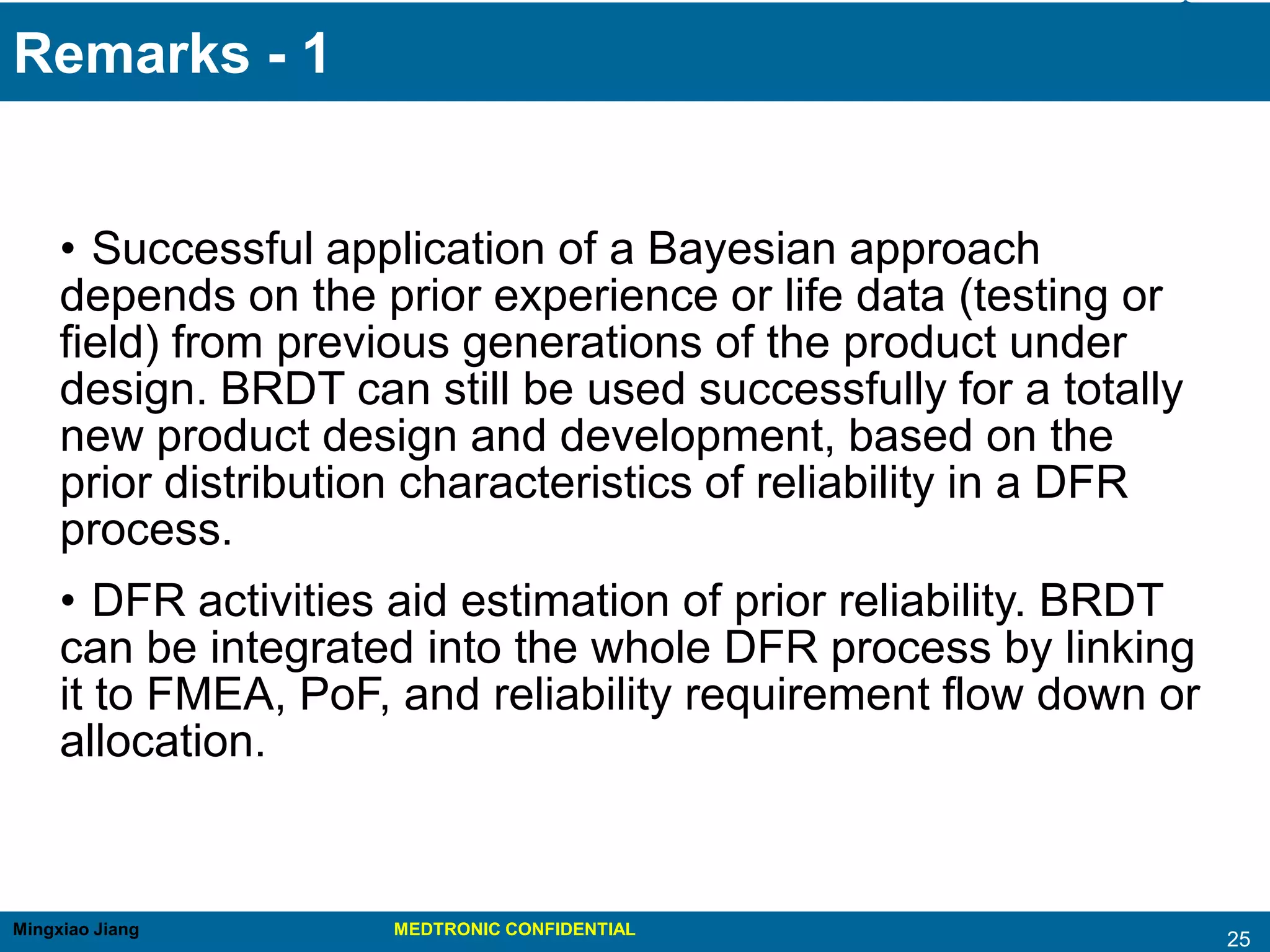 Bayesian reliability demonstration test in a design for reliability ...