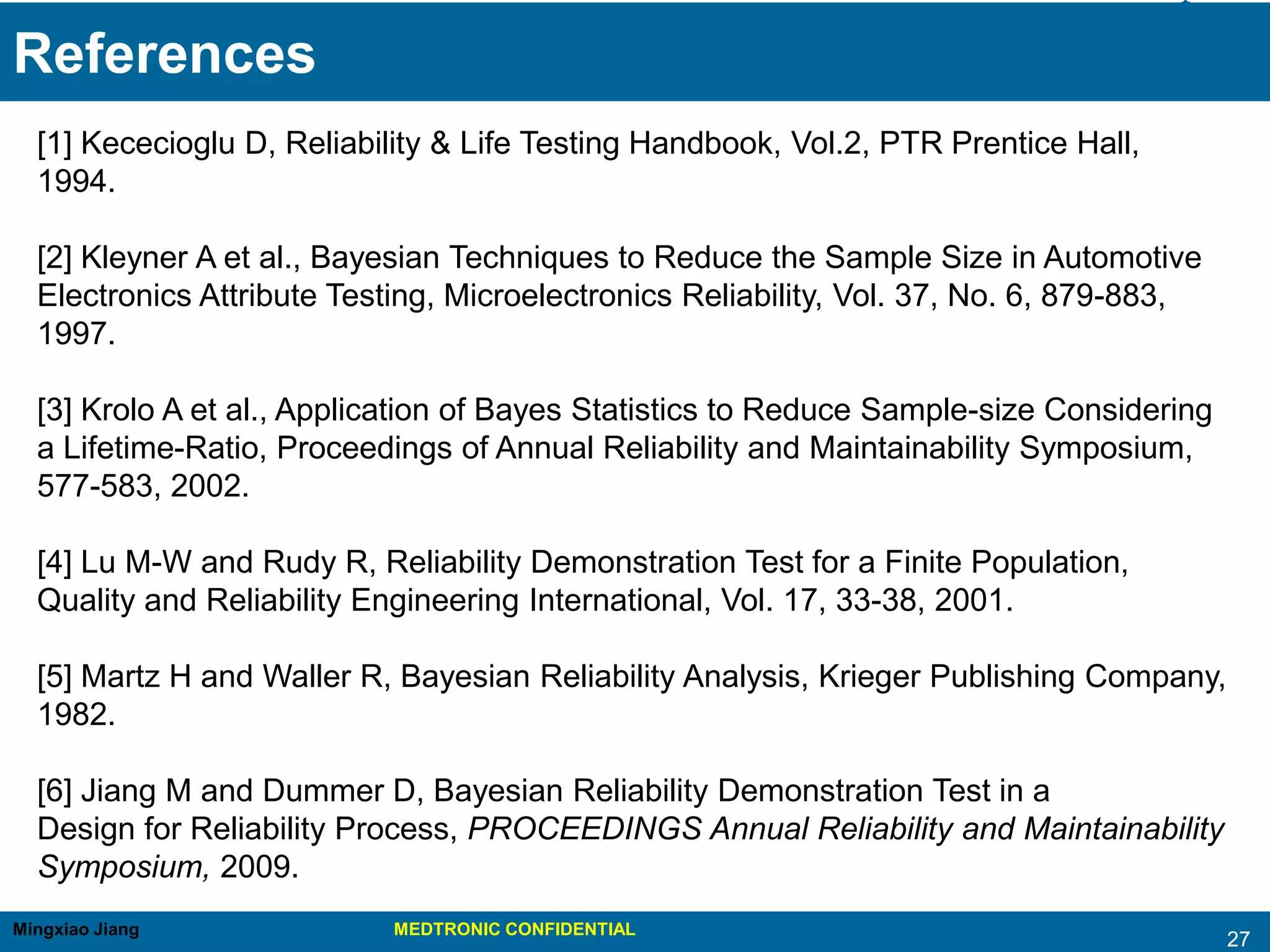 Bayesian Reliability Demonstration Test In A Design For Reliability Process Pdf