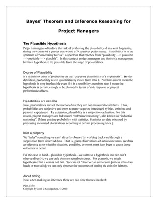 Bayes Theorem and Inference Reasoning for Project Managers | PDF