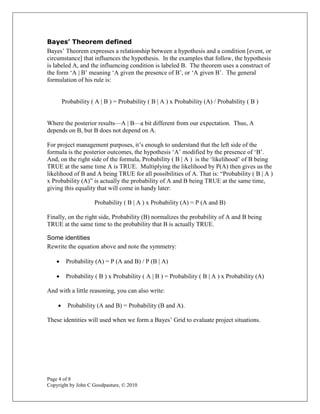 Bayes Theorem and Inference Reasoning for Project Managers | PDF