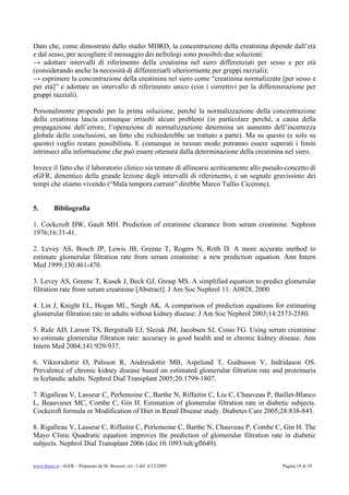 eGFR (estimated Glomerular Filtration Rate) Anatomia di una equazione | PDF