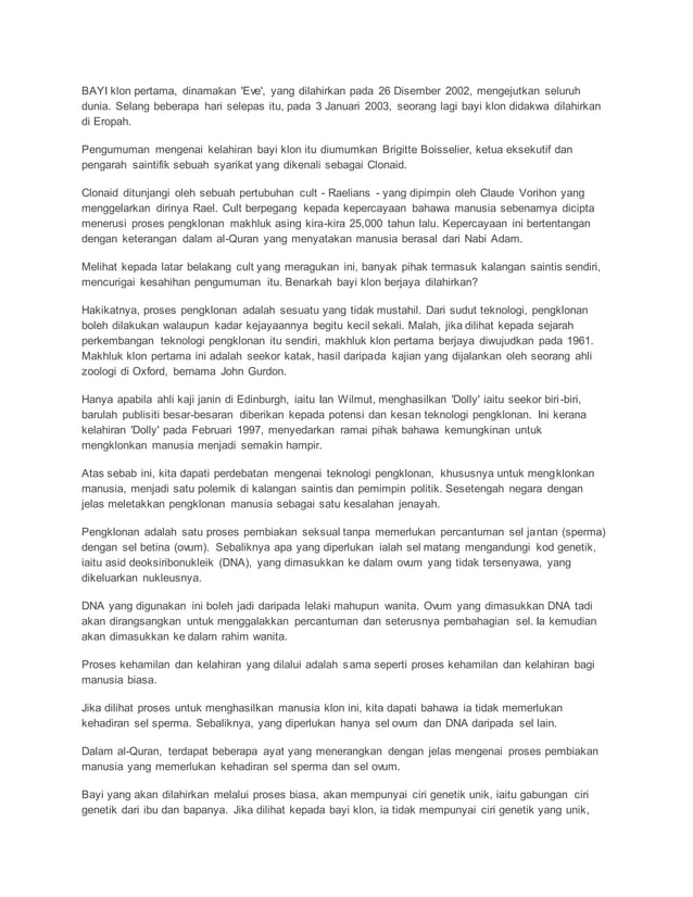 Bayi klon pertama | DOCX