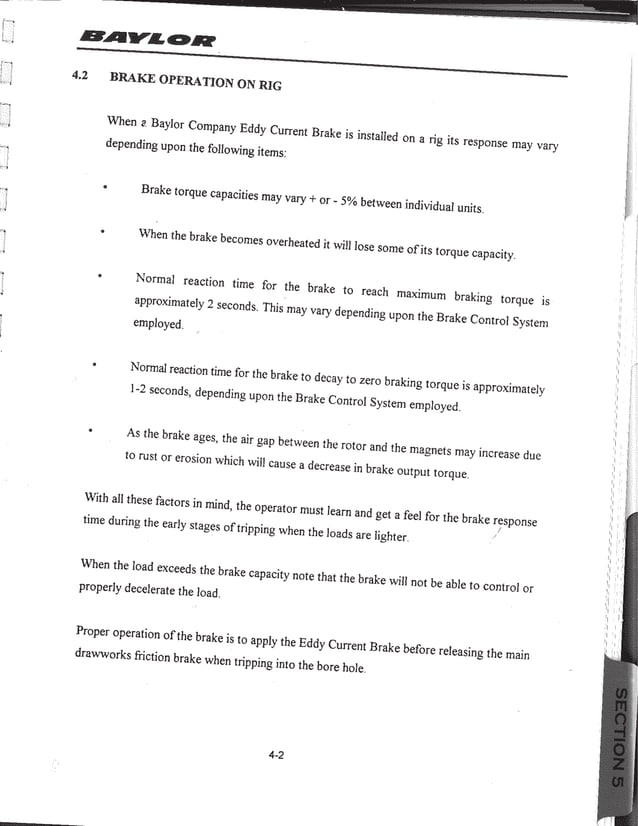 Baylor Elmagco Eddy Current Brake, Model 7838 Installation, Operation ...
