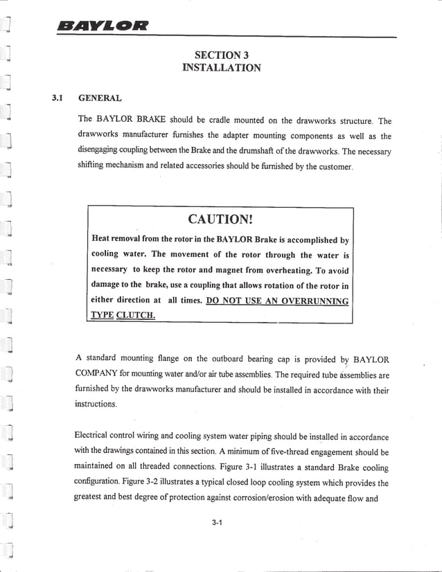 Baylor Elmagco Eddy Current Brake, Model 7838 Installation, Operation ...