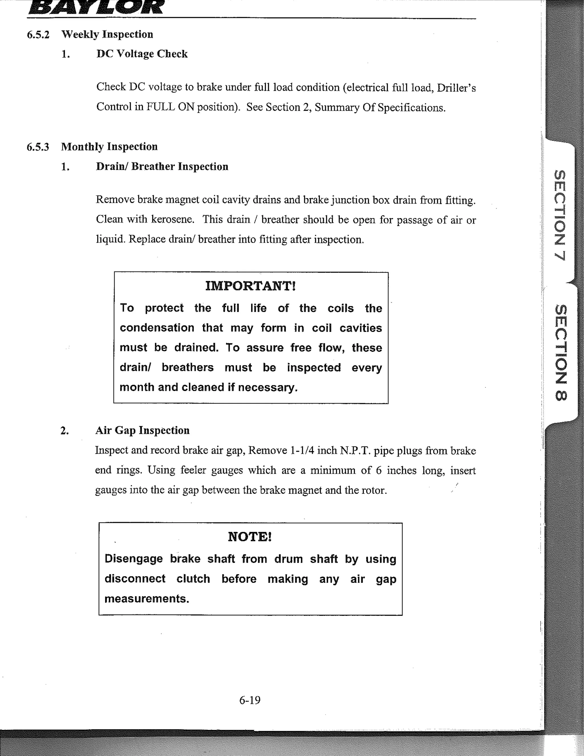 Baylor elmagco eddy current brake, model 7838 maintenance instructions ...