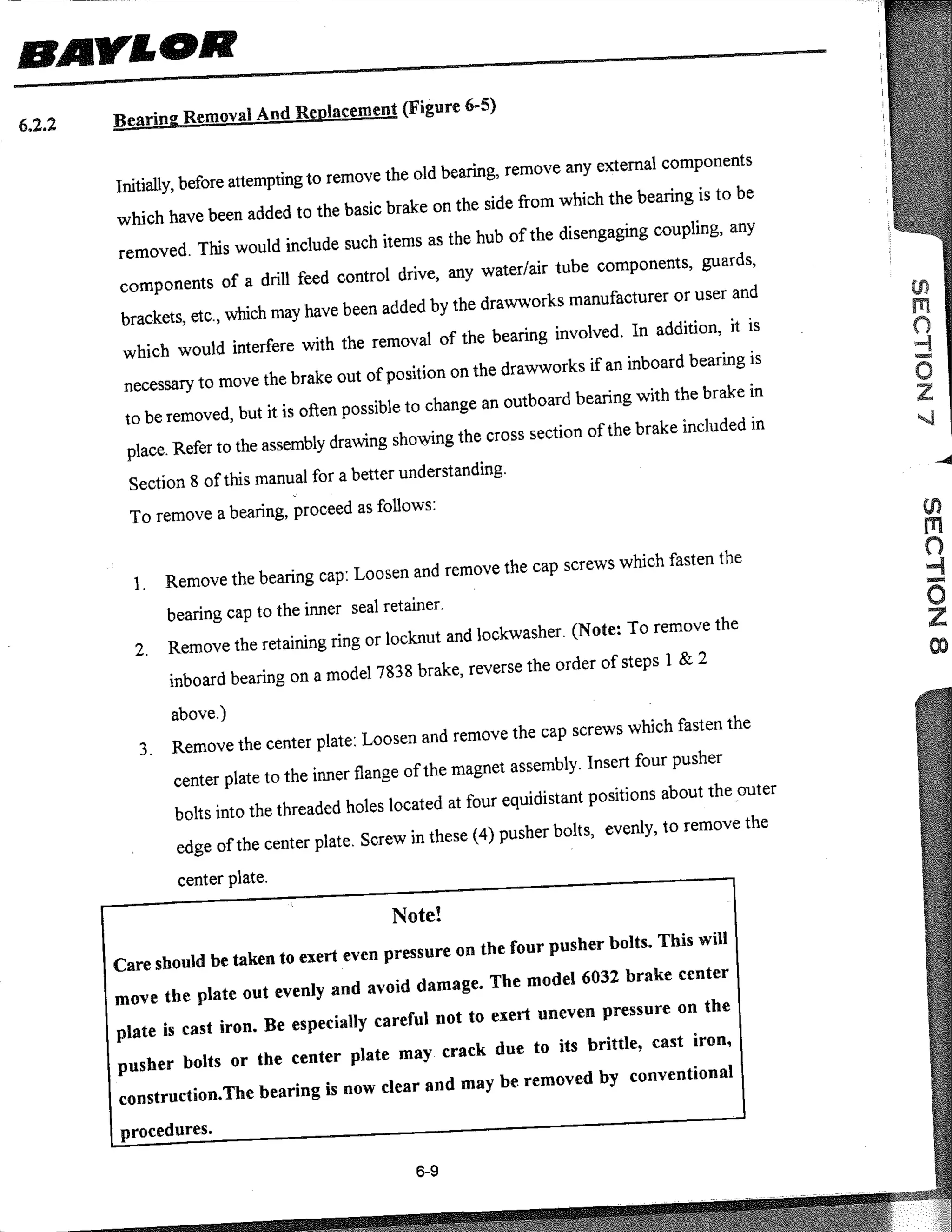 Baylor elmagco eddy current brake, model 7838 maintenance instructions ...