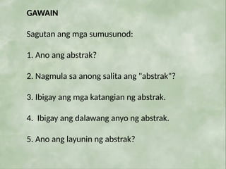 Abstrak isa sa mga topiko sa Piling Larang | PPTX