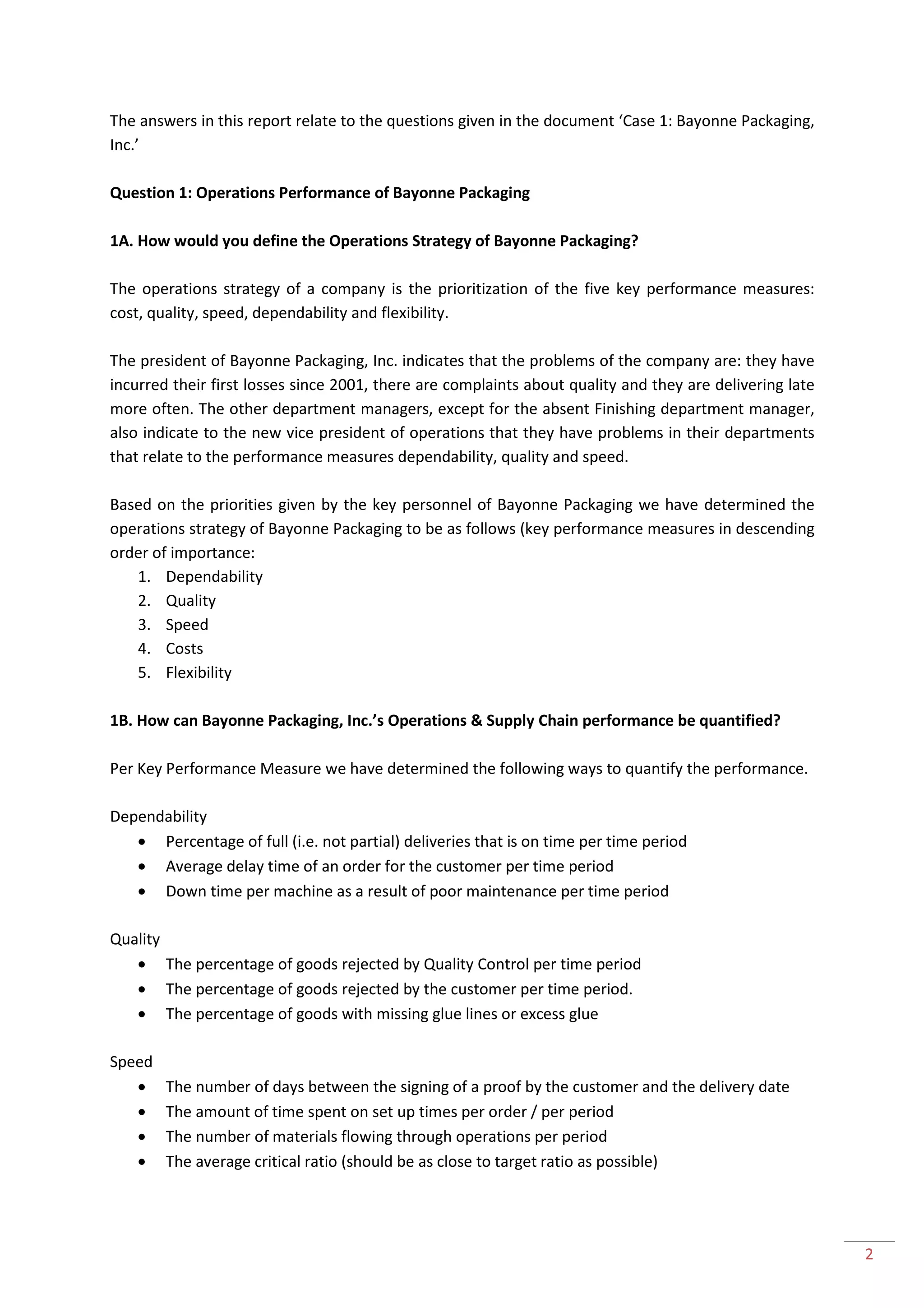 Bayonne packaging case report | PDF