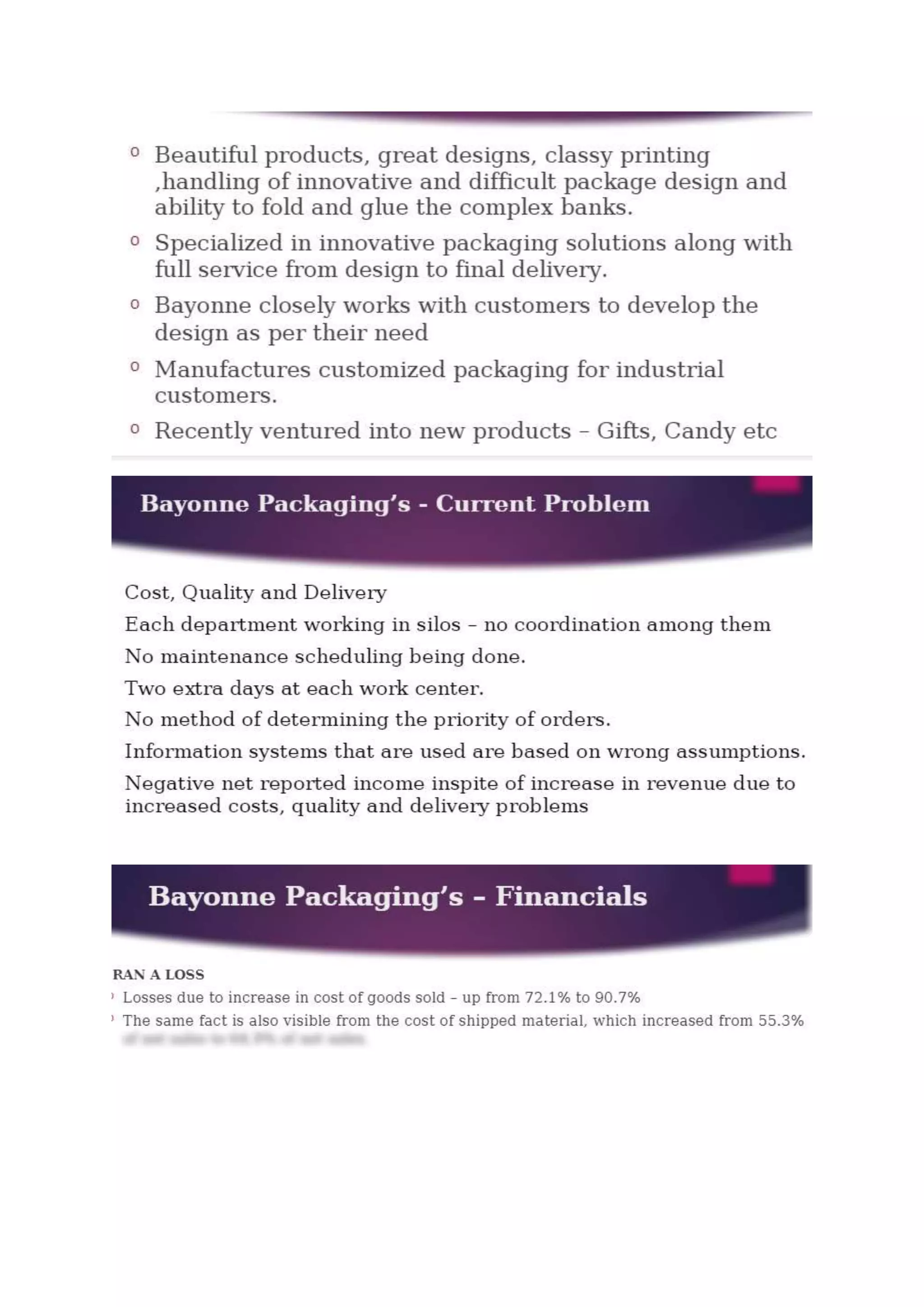 Bayonne packaging inc case analysis | DOCX