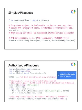 Exploring MORE Google (Cloud) APIs with Python | PDF | Web Development | Internet
