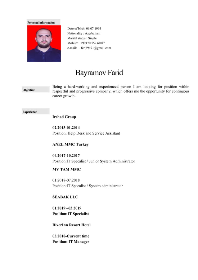 Bayramov farid cv eng (1) | PDF