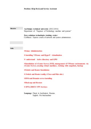 Bayramov Farid Resume | DOC | Internet | Computing