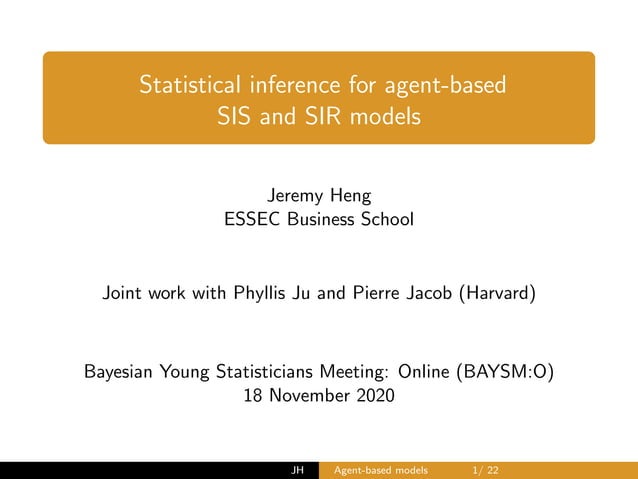 Statistical inference for agent-based SIS and SIR models | PPT