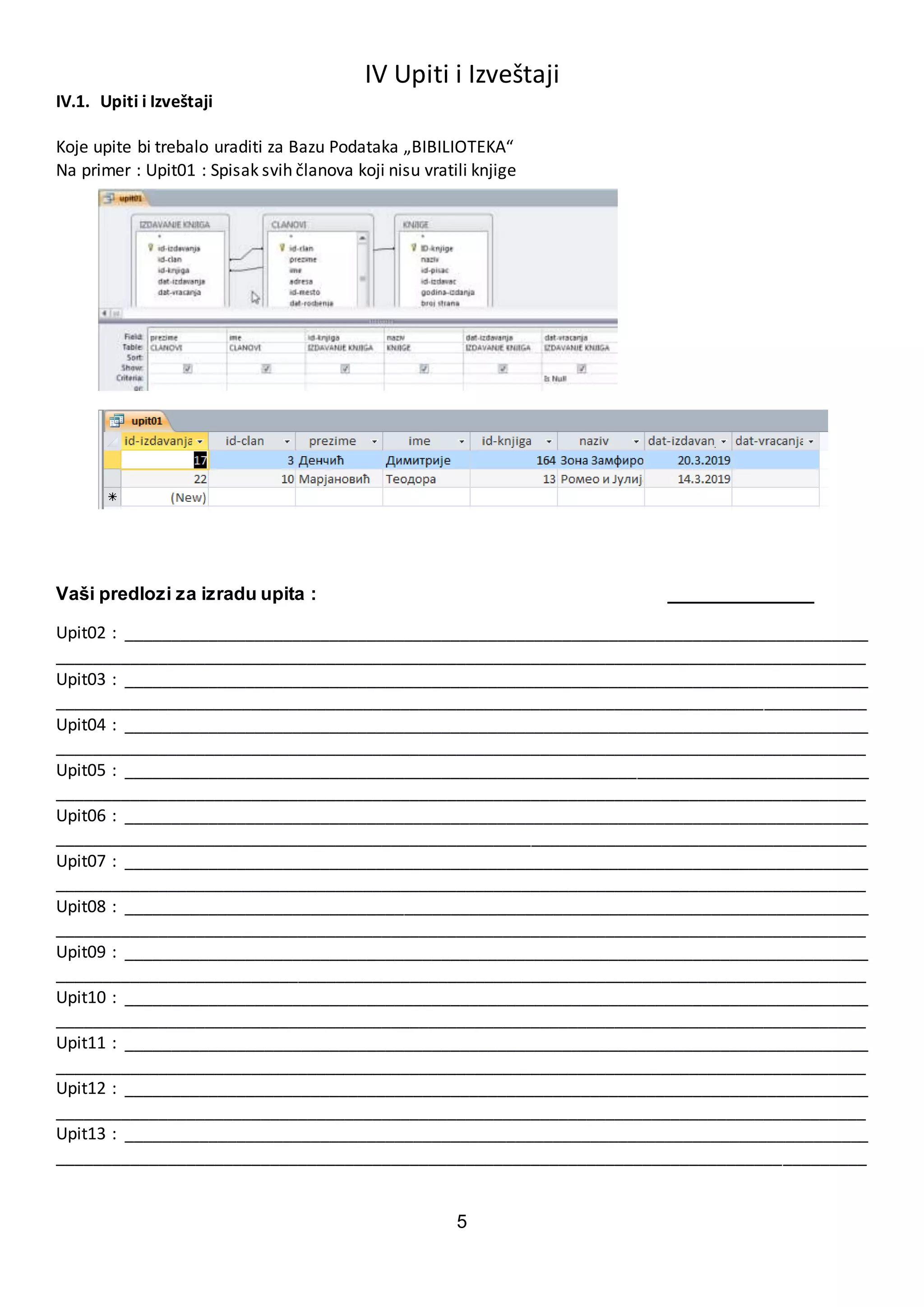 Baza podataka bibilioteka | DOCX