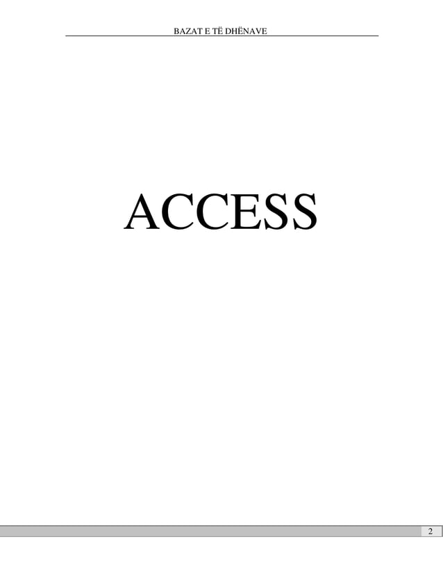 Bazat e Te Dhenave - ACCESS | PDF