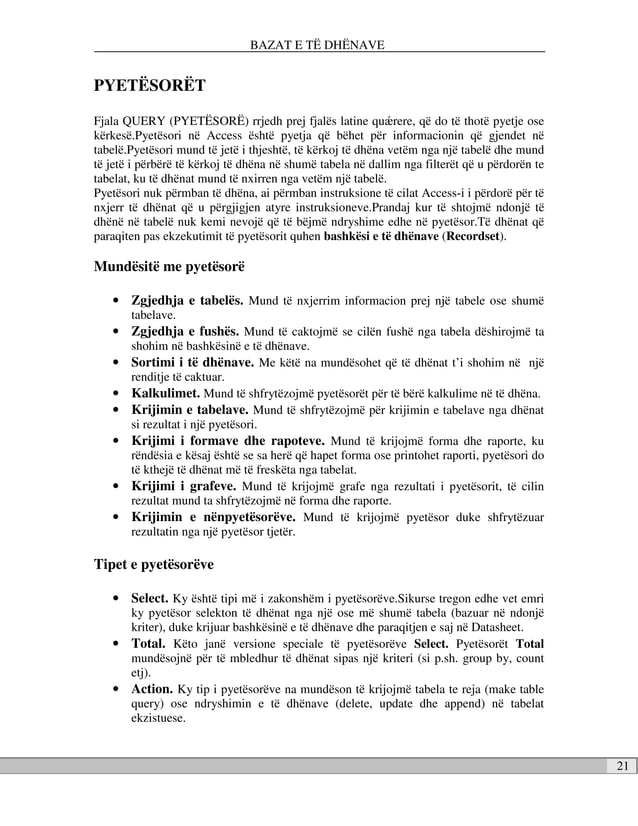 Bazat e Te Dhenave - ACCESS | PDF