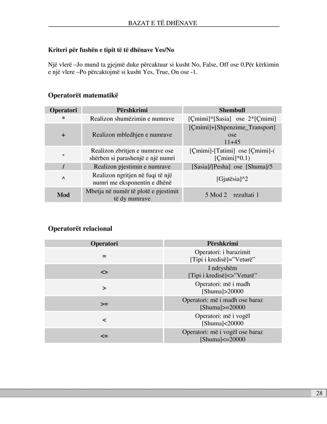 Bazat e Te Dhenave - ACCESS | PDF