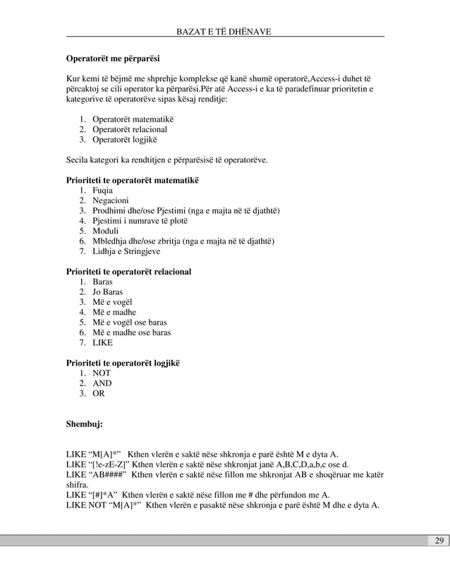 Bazat e Te Dhenave - ACCESS | PDF