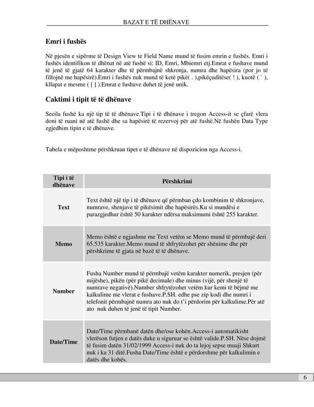 Bazat e Te Dhenave - ACCESS | PDF