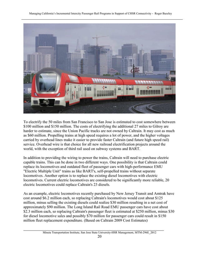 CalTrain and CA High-speed Rail Corridor Plan_Roger Bazeley | PDF