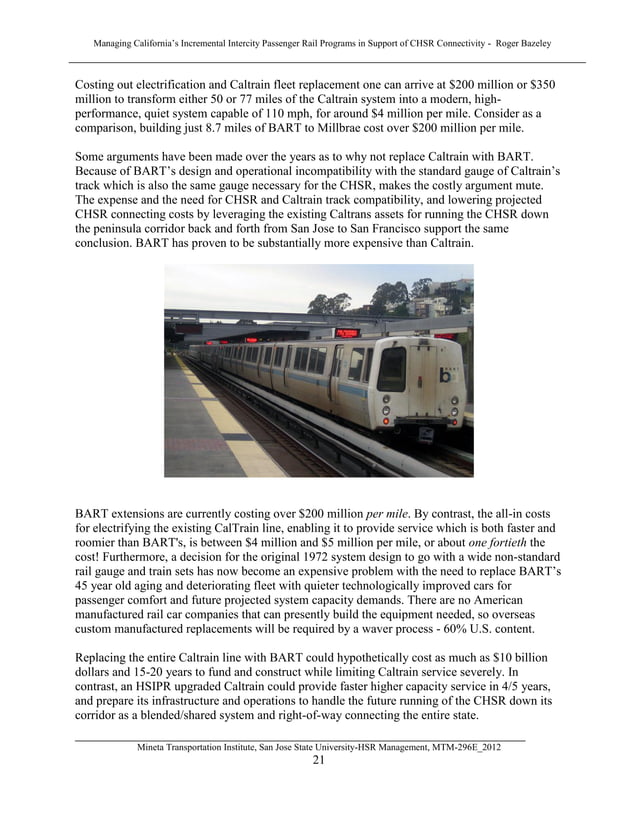CalTrain and CA High-speed Rail Corridor Plan_Roger Bazeley | PDF