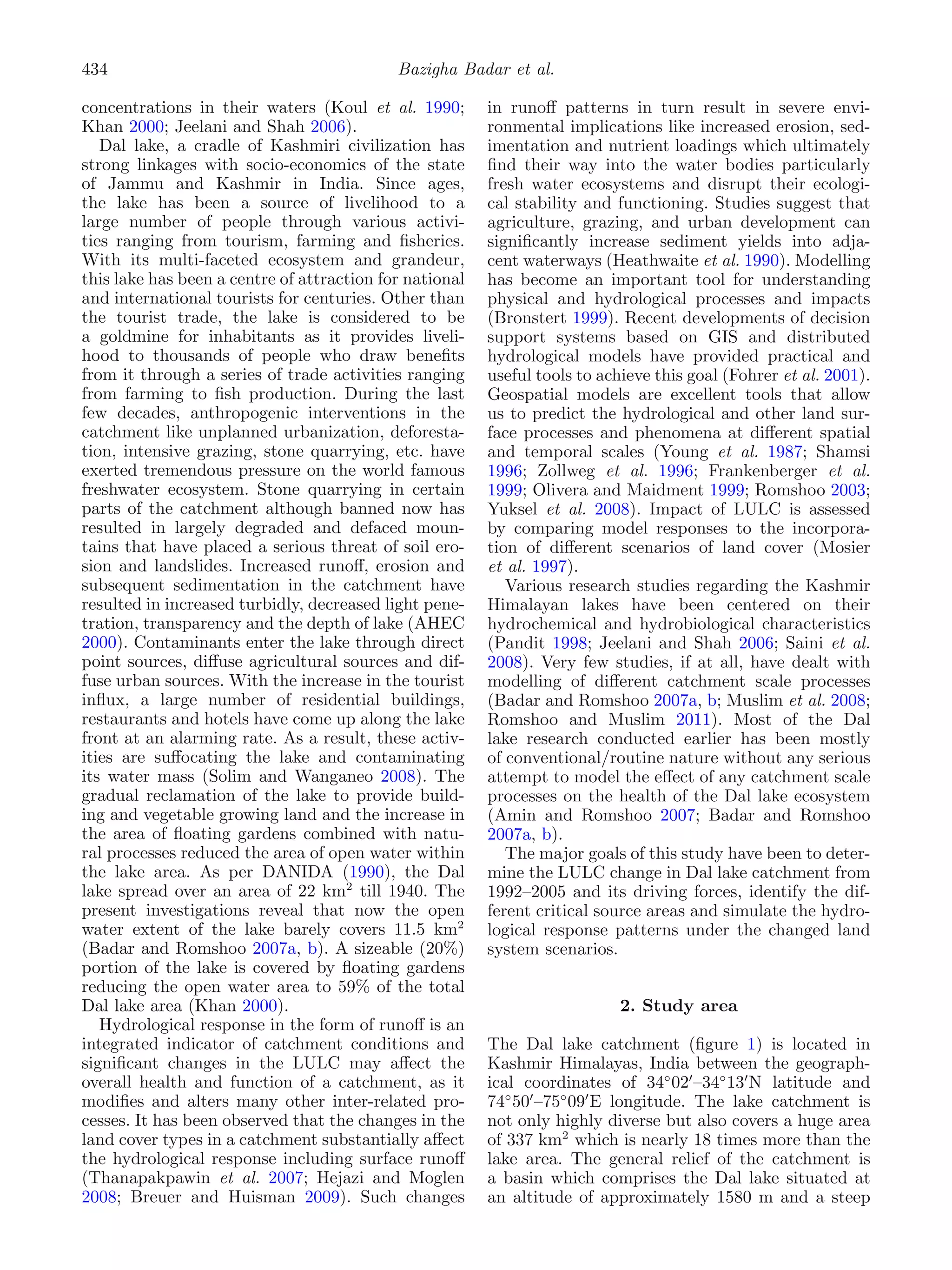 Modeling the Hydrology of Dal Lake | PDF