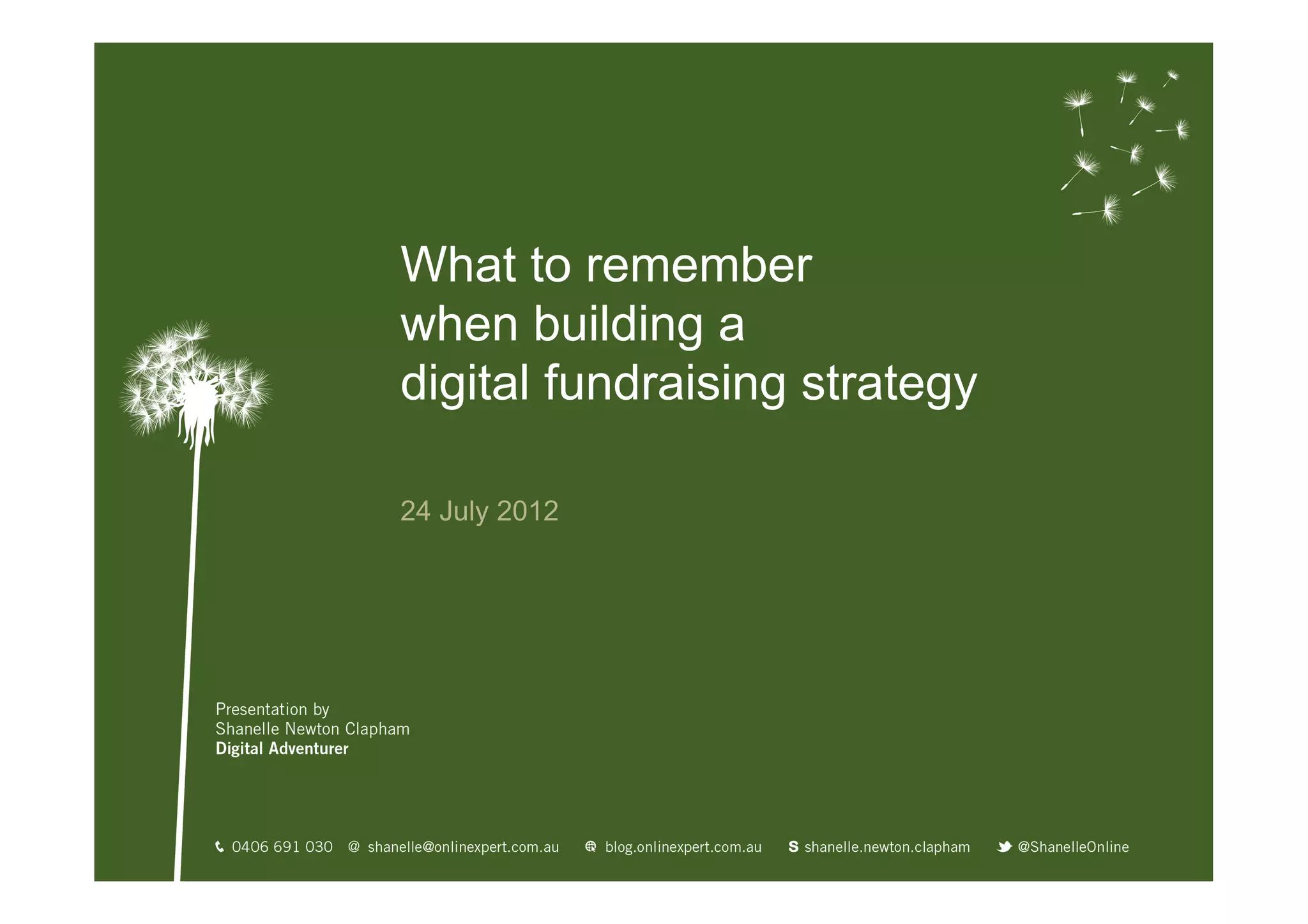 What to consider when planning your Digital Fundraising Strategy | PPT