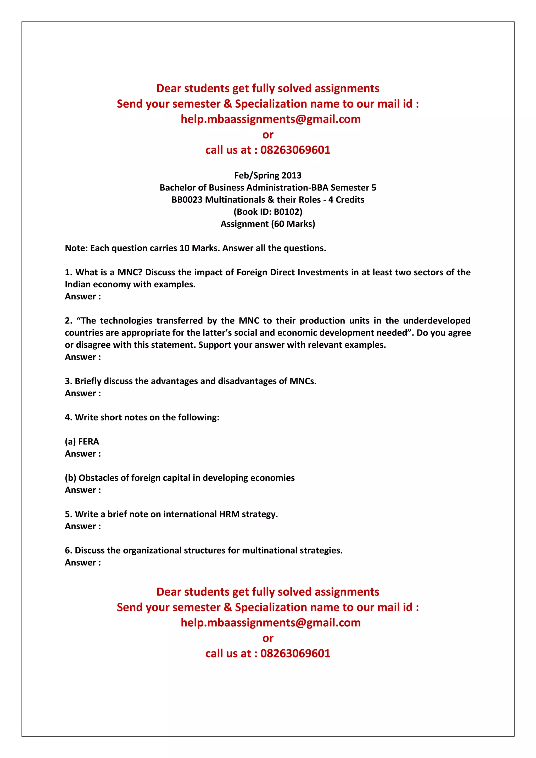 Bb0023 multinationals & their roles | DOCX