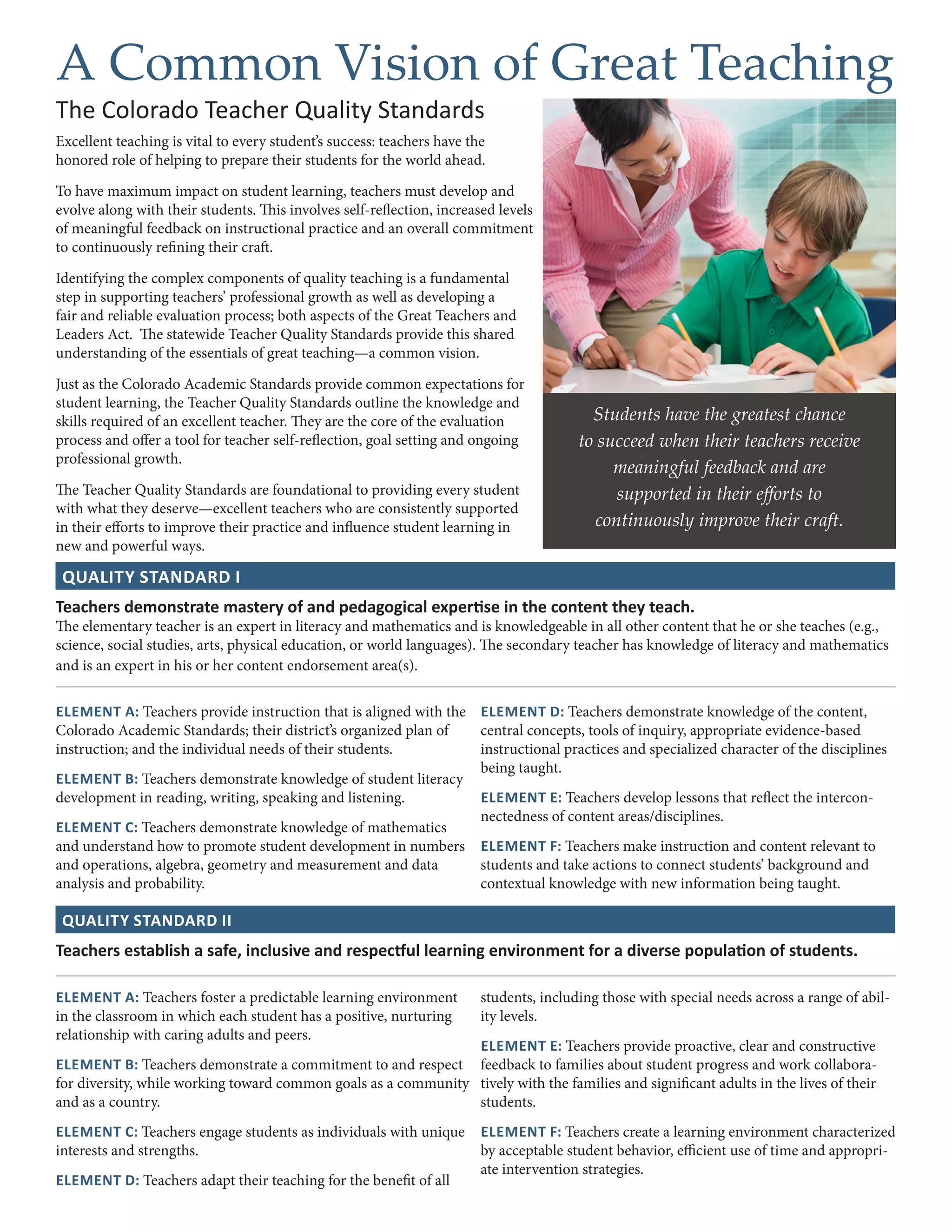 Colo Teacher Quality Standards Ref Guide 2 | PDF