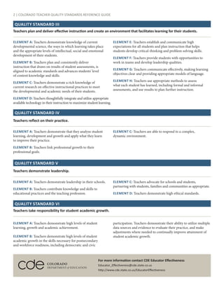Colo Teacher Quality Standards Ref Guide 2 | PDF