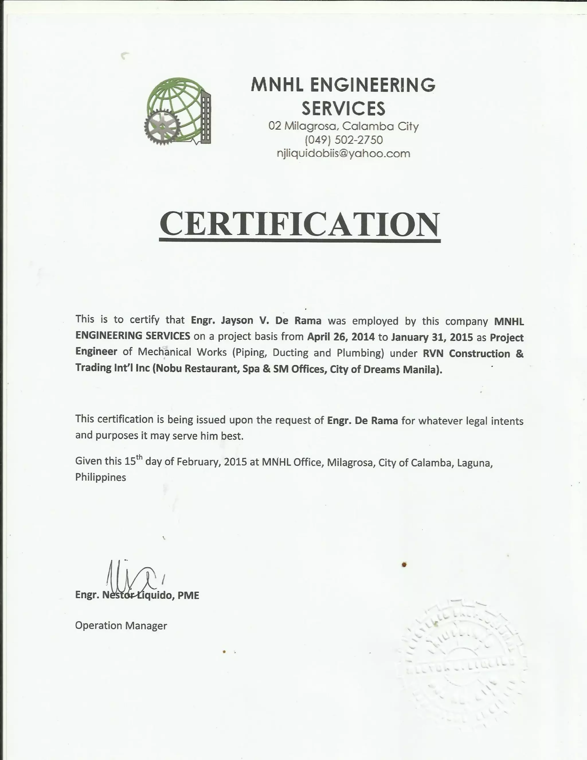 MNHL Certificate | PDF
