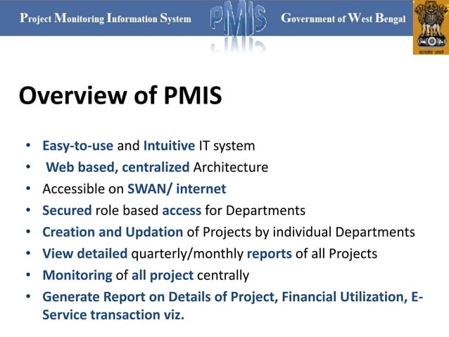 Project Monitoring System (PMIS) | PPT