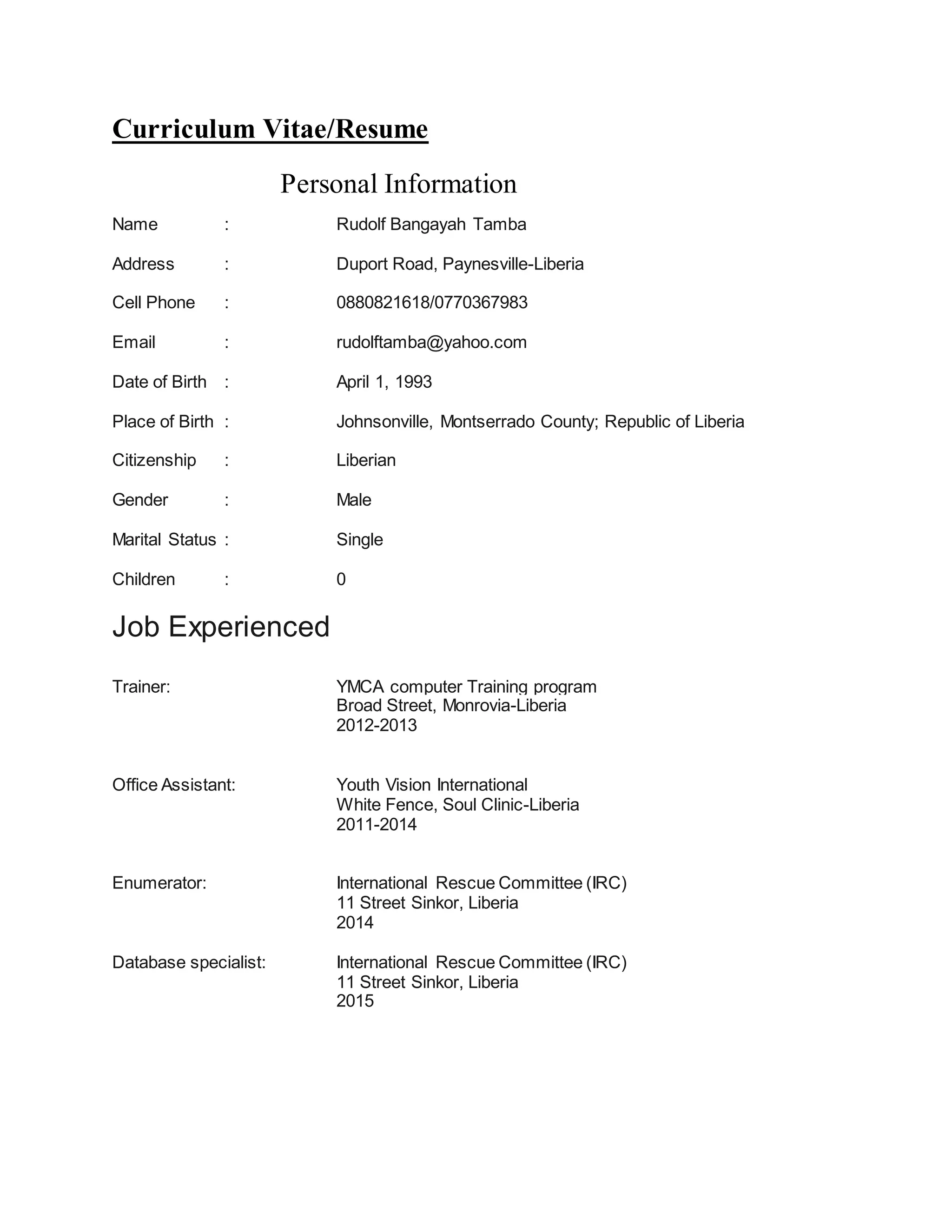 Curriculum Vitae | DOCX