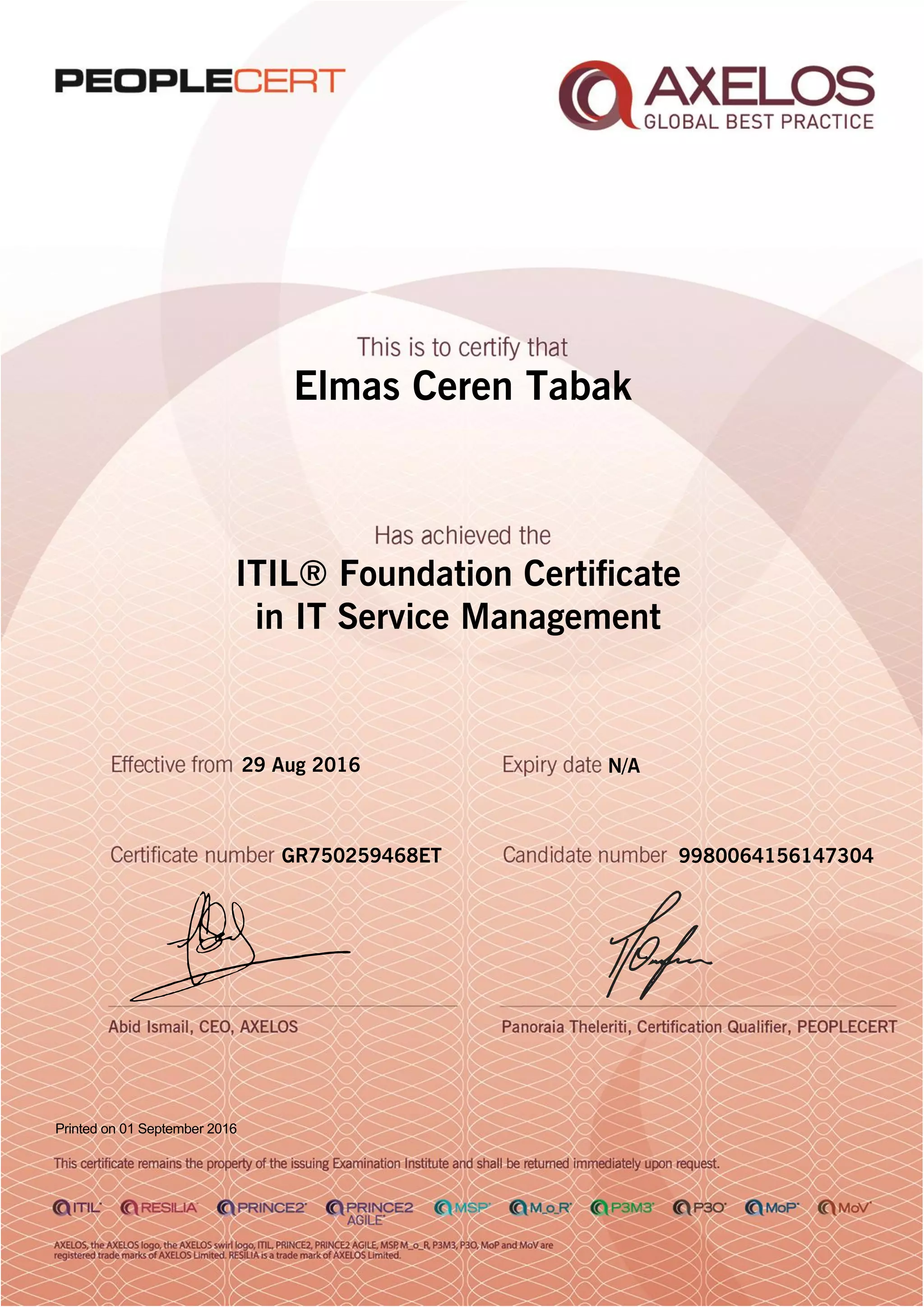 ITIL_Foundation_Certificate | PDF