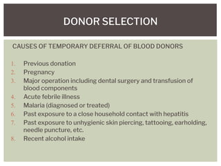 BB106-DONOR SCREENING AND DONOR MANAGEMENT.pptx.pdf | Blood Disorders ...