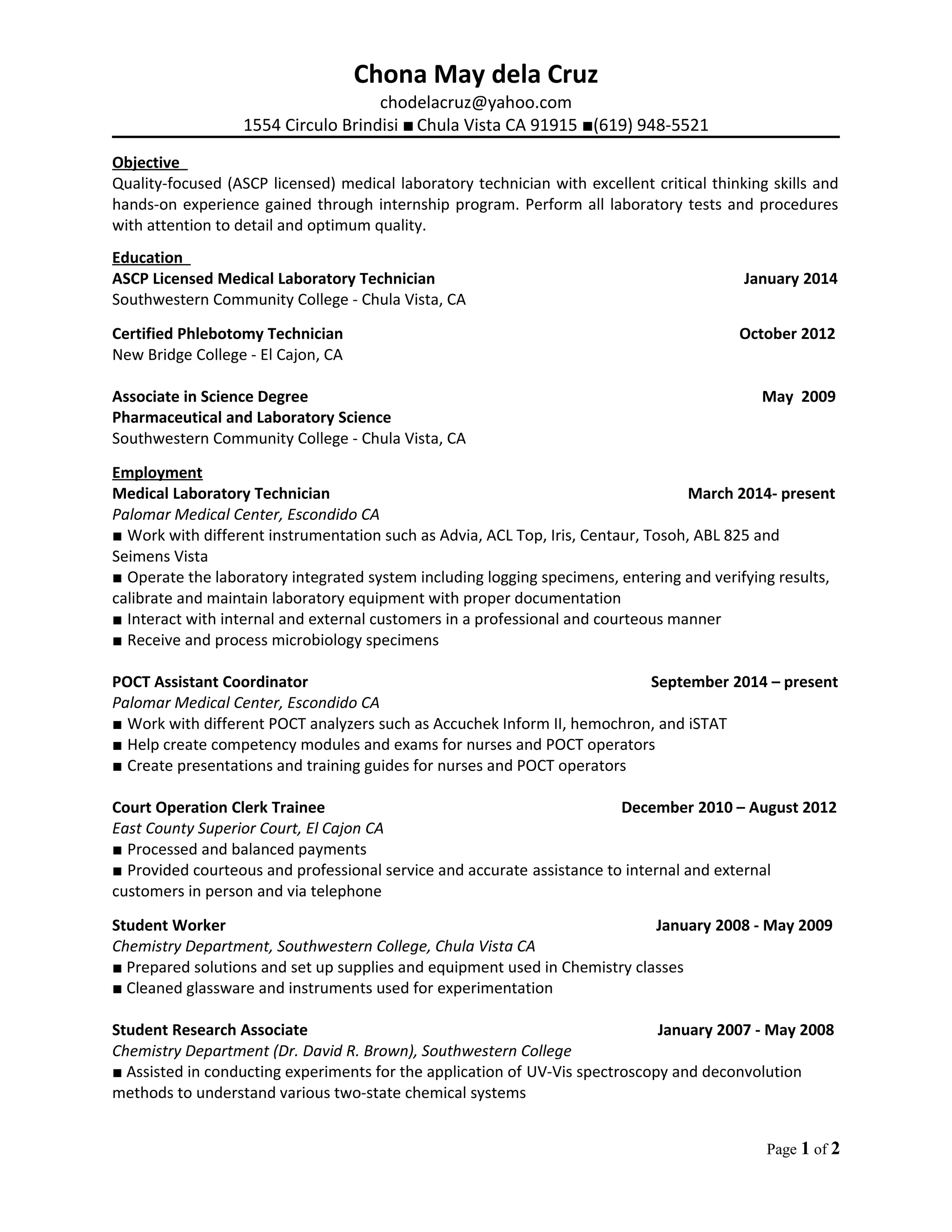 MLT Resume | DOC