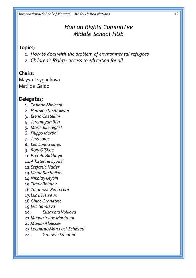 MUN delegate information booklet | PDF