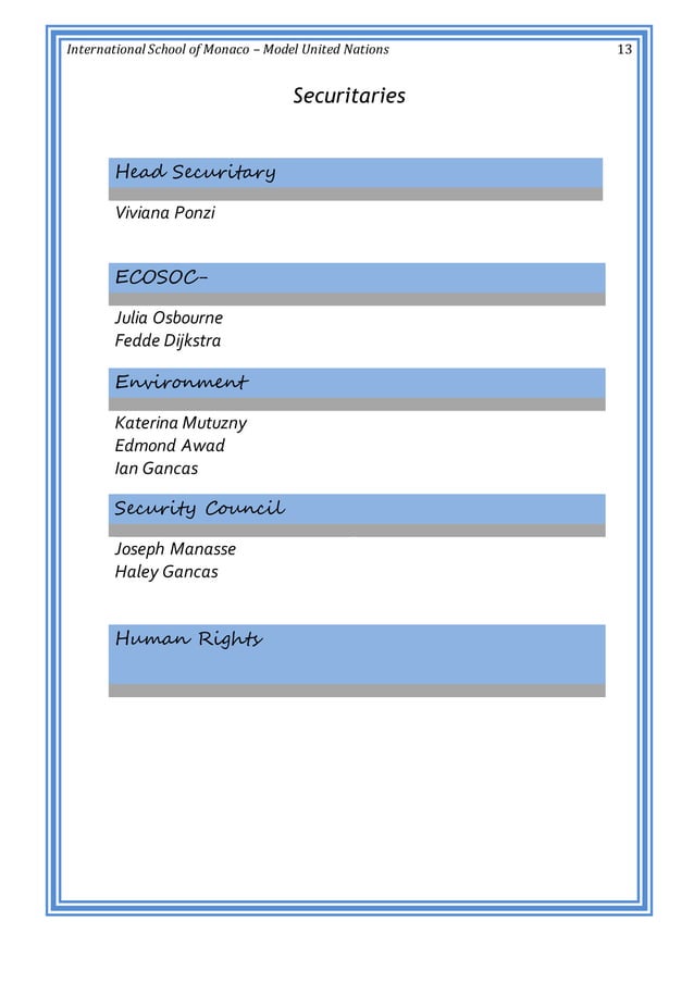 MUN delegate information booklet | PDF