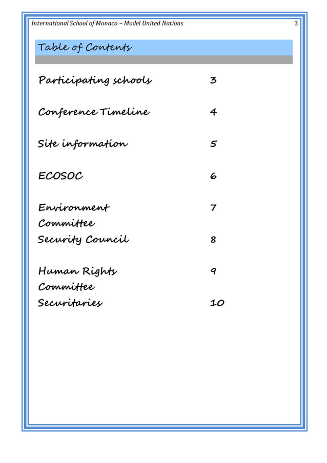 MUN delegate information booklet | PDF