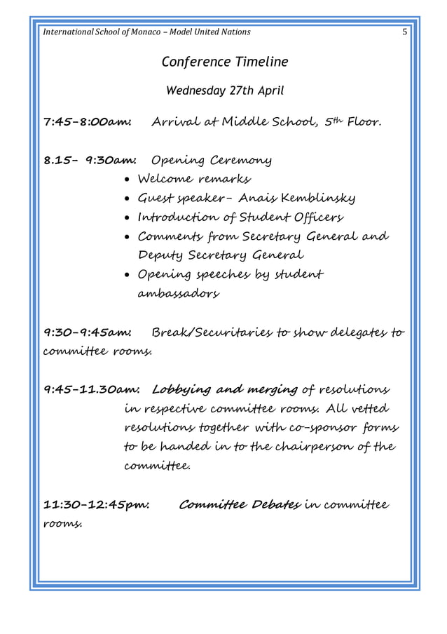 MUN delegate information booklet | PDF