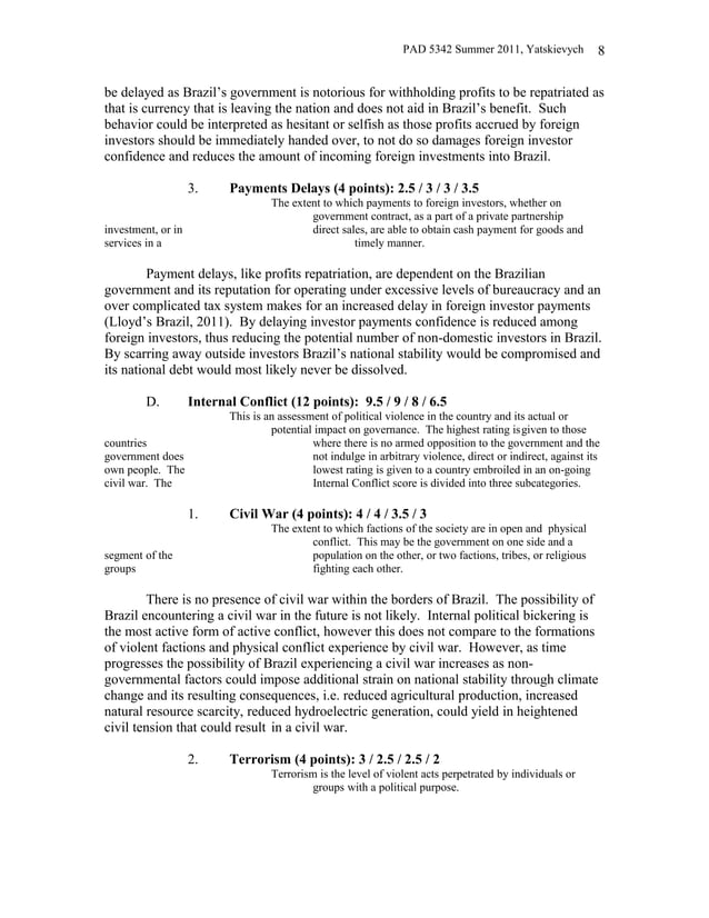 Brazil-International Country Risk Guide Worksheet | PDF